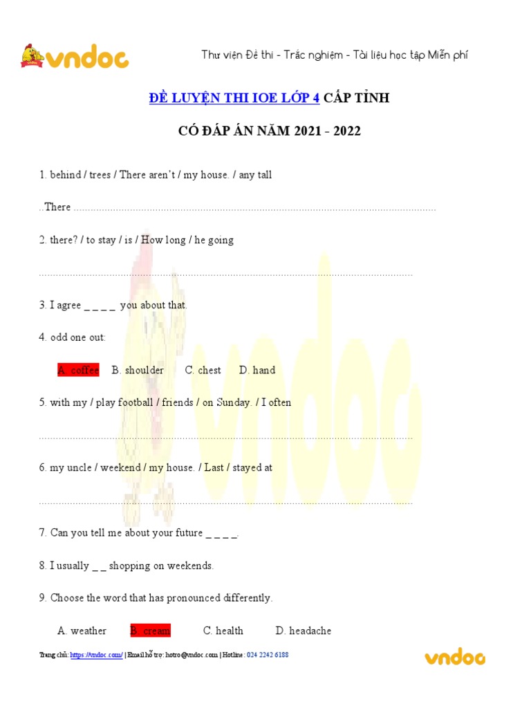 De Luyen Thi Ioe Lop 4 Cap Tinh | PDF | Vietnam