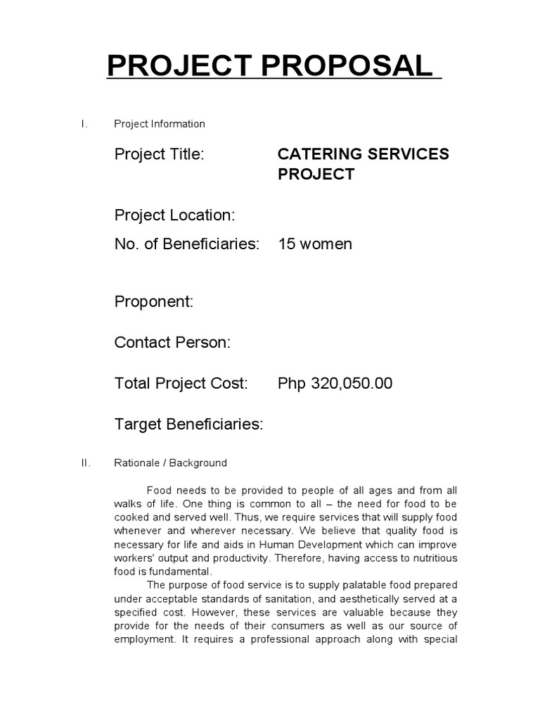 Catering Services Project Proposal | PDF | Kitchen Stove | Kitchen