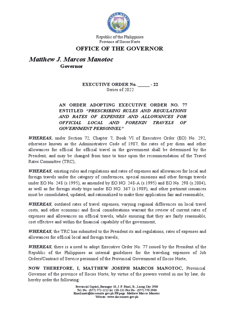 Xx. Executive Order Adapting Eo 77 | PDF | Justice | Crime & Violence