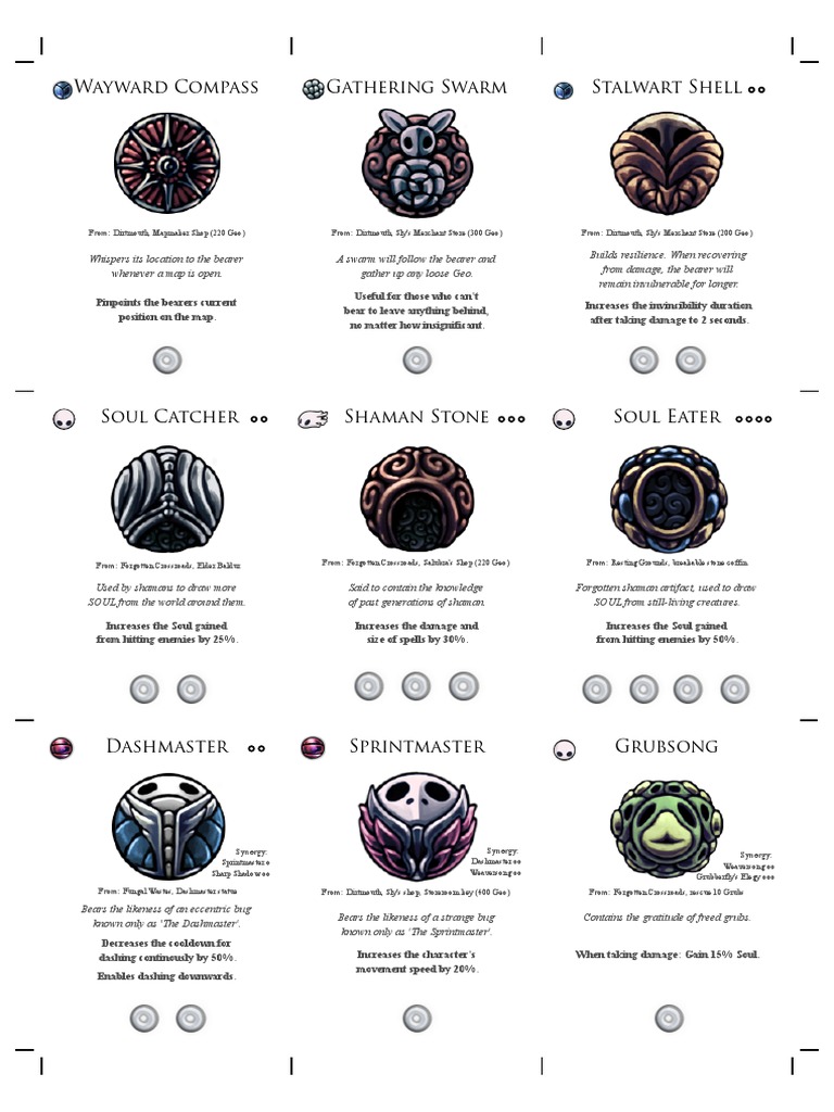 Hollow Knight Charm Cards White 1.1 | PDF