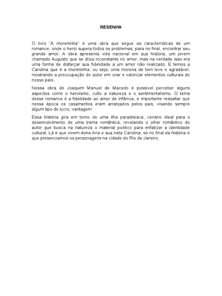 Resenha A Moreninha Pdf Poesia