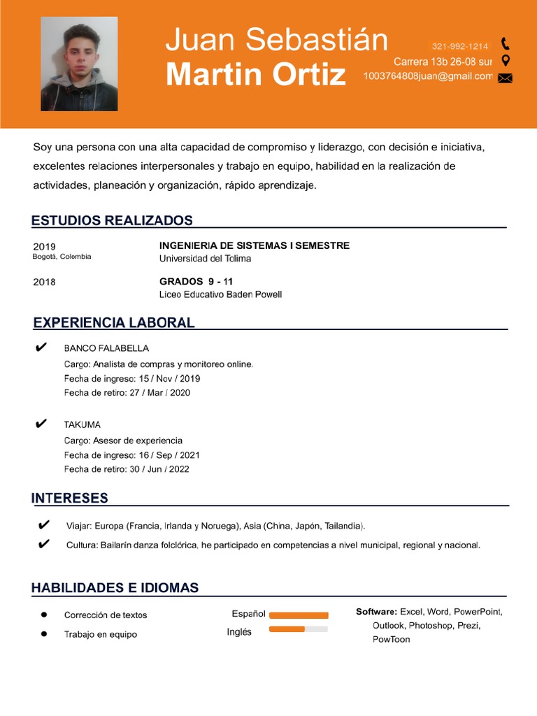 Hoja De Vida Sebastian Pdf