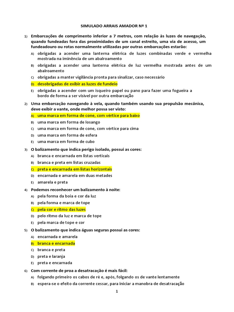 Simulado Arrais Amador #1 | PDF | Cor | Bandeira