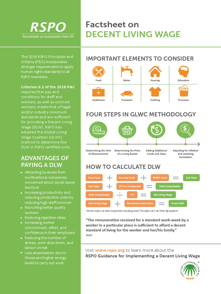 RSPO DLW Factsheet - On - DECENT - LIVING - WAGE | PDF
