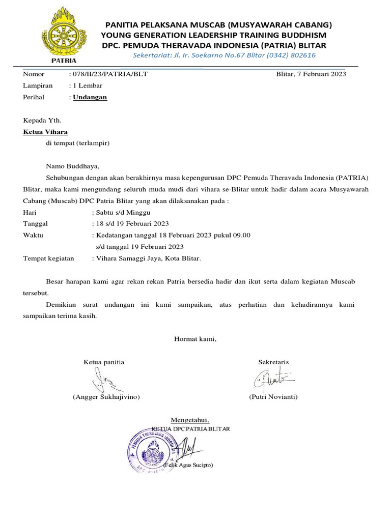 Surat Undangan Muscab 2023-1 | PDF