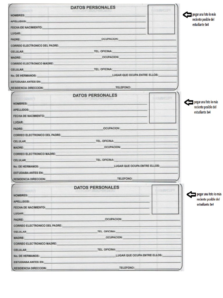 Ficha Datos de Los Estudiantes. | PDF