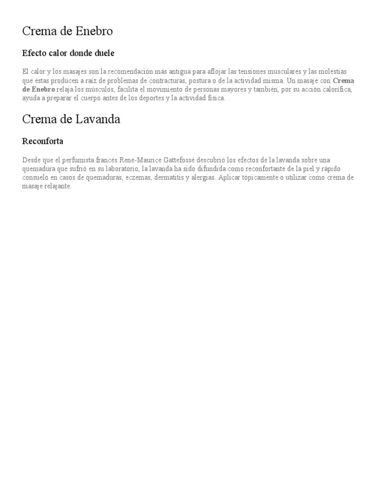 Crema de Enebro | PDF