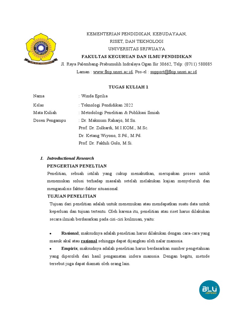 Tugas 1 - Review - Metodologi - Winda Eprilia | PDF