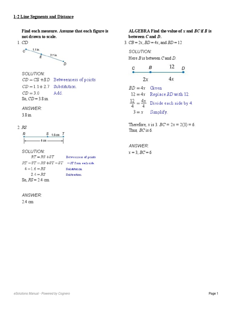 1 2 Line Segments and Distance | PDF | Triangle | Elementary Geometry
