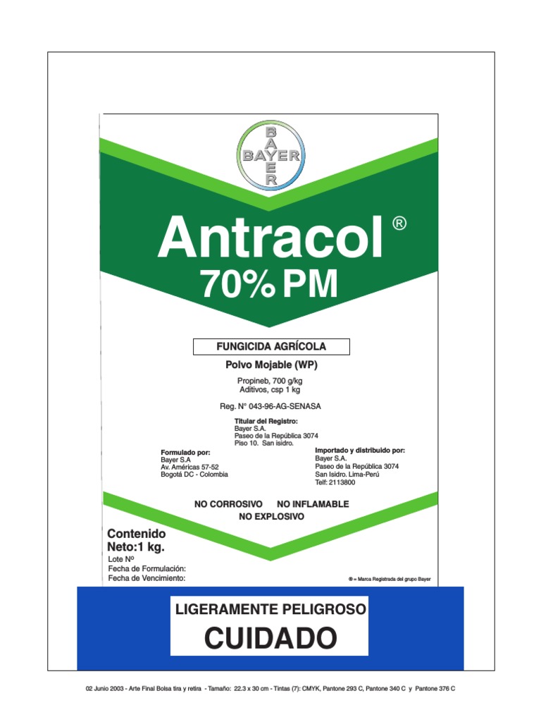 Antracol 70 PM Bolsa 1 KG | PDF | Agua