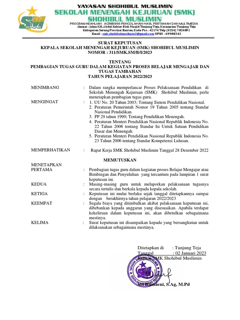 SK KBM Terbaru 2023 | PDF