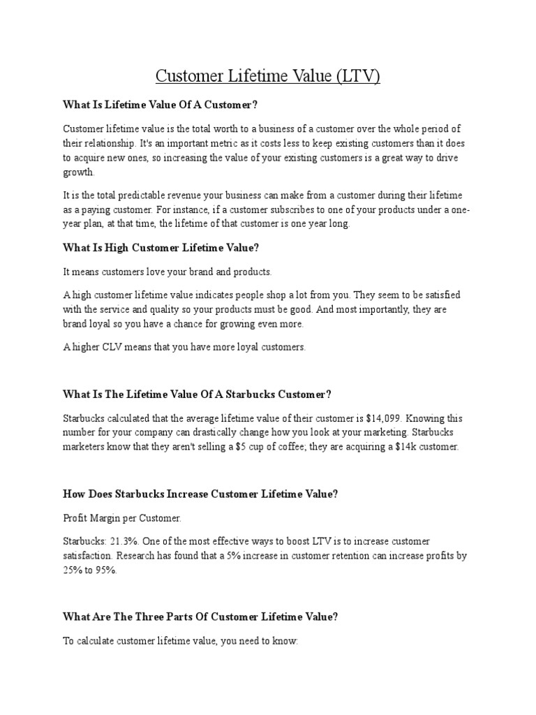 Customer Lifetime Value Pdf