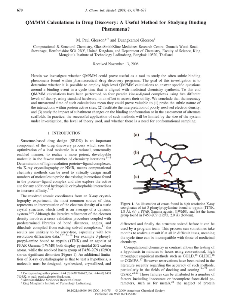 QM MM Calculations in Drug Discovery A Useful Method For Studying ...