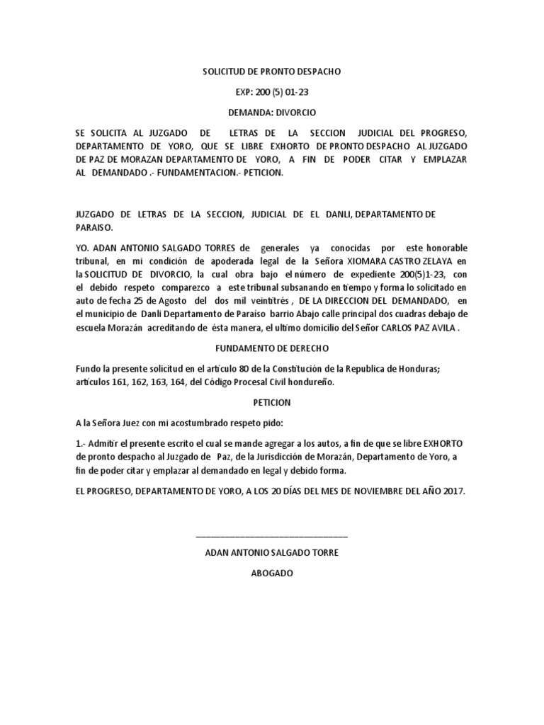 Solicitud de Pronto Despacho Judicial | PDF