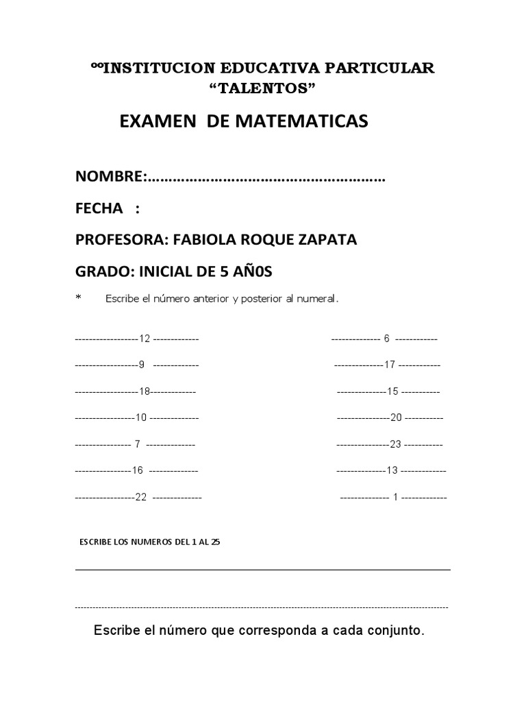 Examen Final de Matematicas | PDF