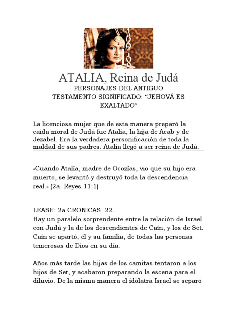 Atalía: Reina y símbolo de maldad | PDF | Reino de judá | Libros de reyes