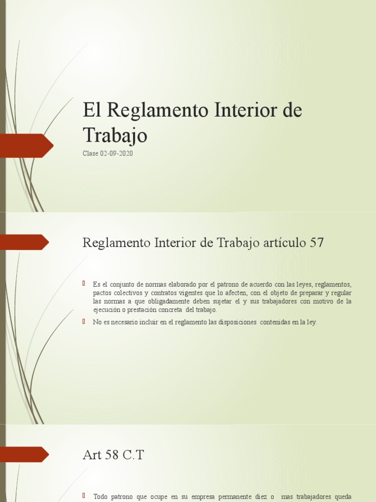 Diapositivas El Reglamento Interior de Trabajo y Obligaciones de Patrono y Trabajador | PDF