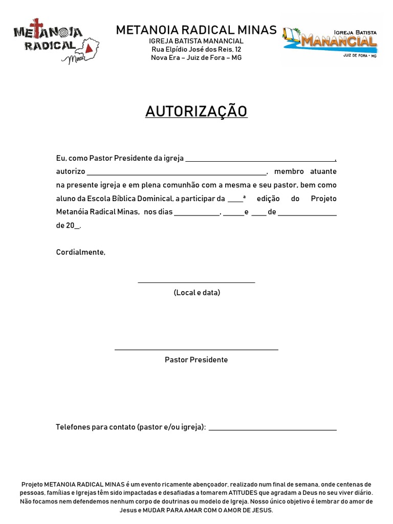Carta Autorização Para Membro Pdf