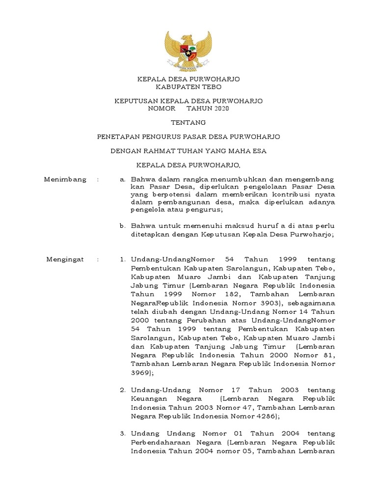 SK Pengurus Pasar | PDF