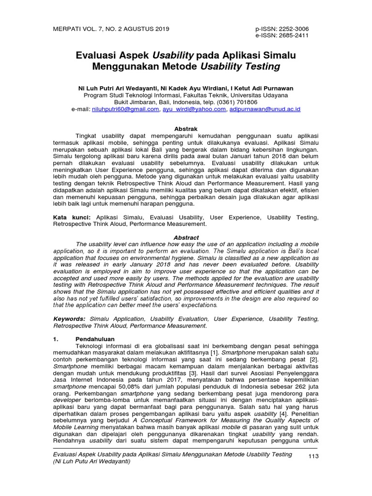 Usability Testing Aplikasi Simalu | PDF | Bisnis