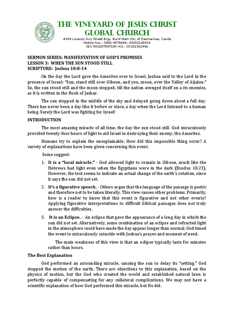 Lesson 3 When The Sun Stood Still | PDF | Miracle | Eclipse