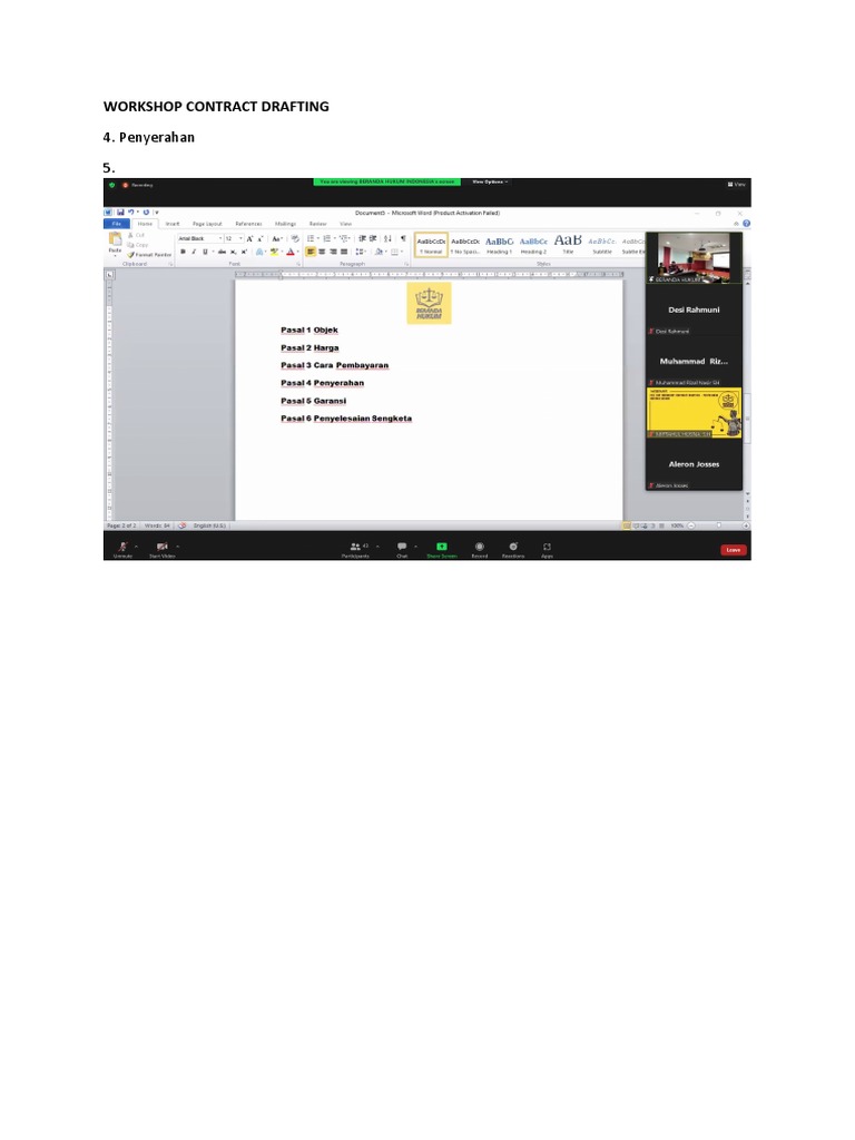 Workshop Contract Drafting | PDF