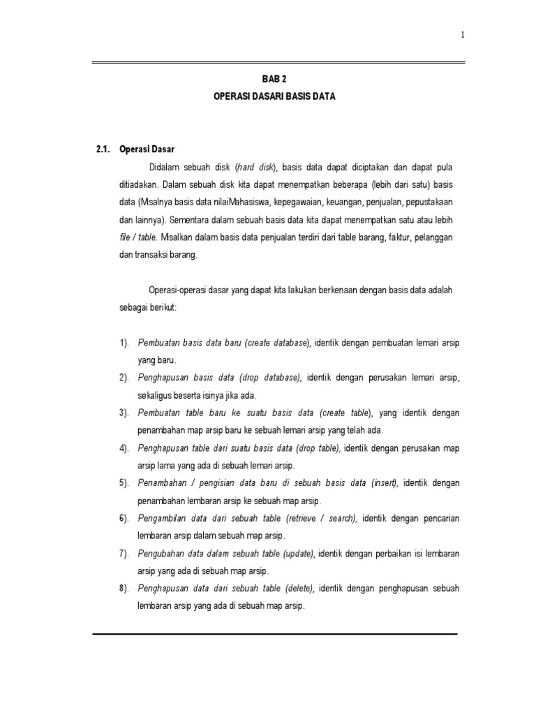 BAB-02-Operasi Dasar Basis Data | PDF