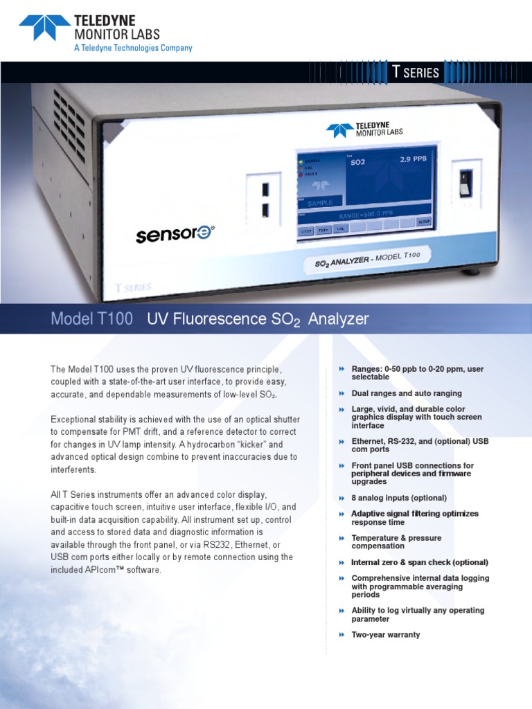 Model T100: UV Fluorescence SO Analyzer | PDF | Usb | Electricity