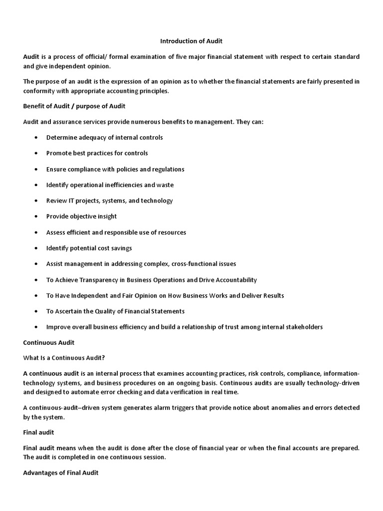 Audit Introduction, Audit Planning, Ethic | PDF | Audit | Financial Audit