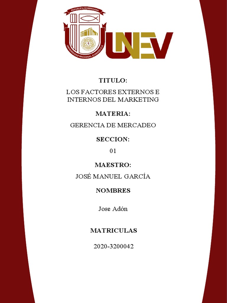 Los Factores Externos e Int. Del Marketing. | PDF | Marketing ...