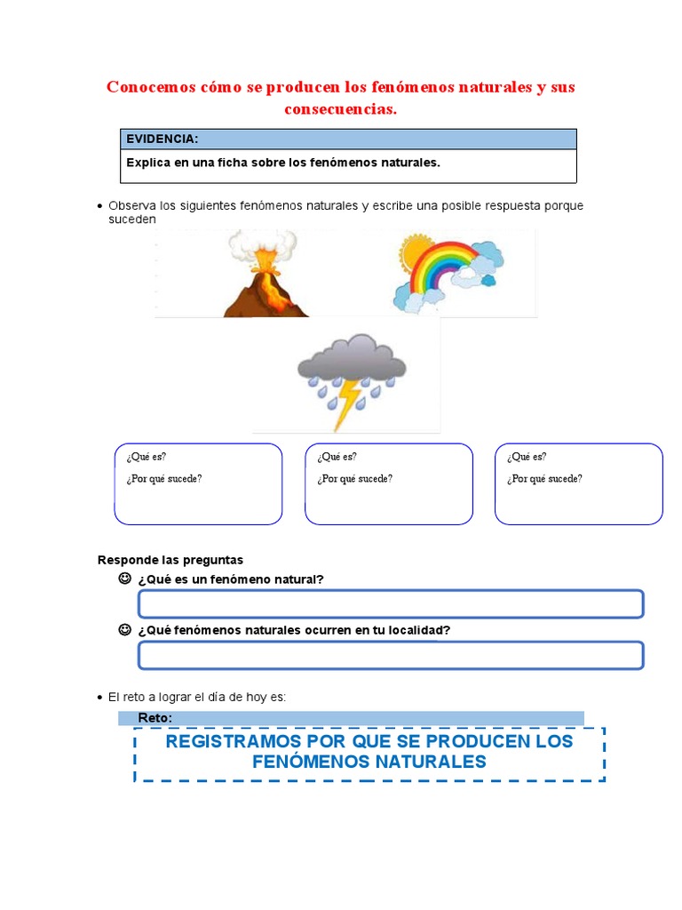 Guía CT, Conocemos Cómo Se Producen Los Fenómenos Naturales y Sus ...