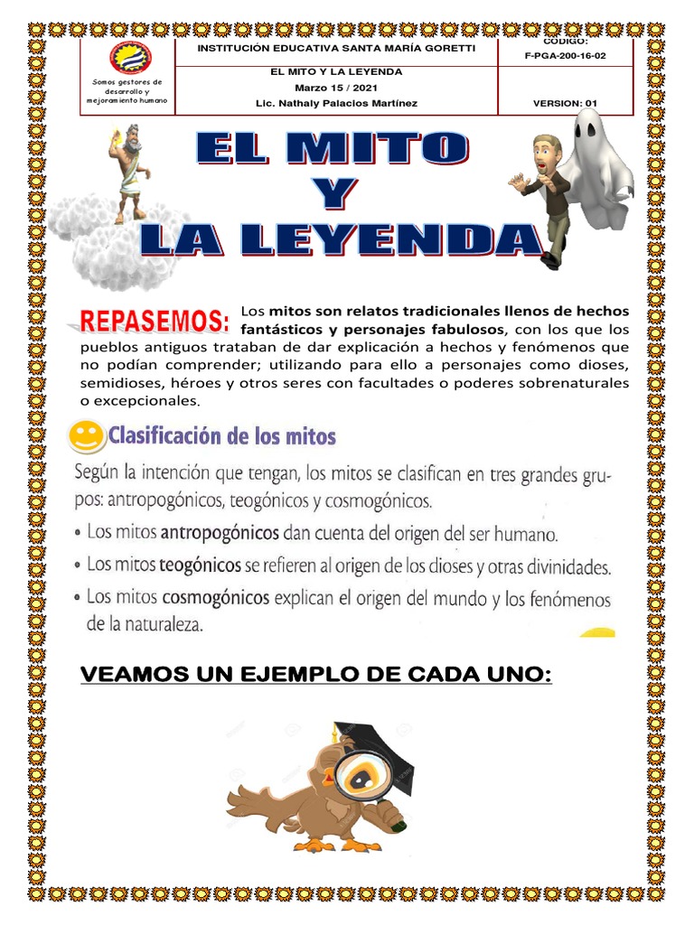 El Mito y La Leyenda | PDF | Leyendas | Folklore