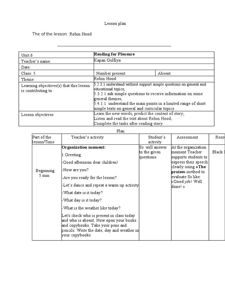 Grade5 Robin Hood | PDF | Communication | Human Communication