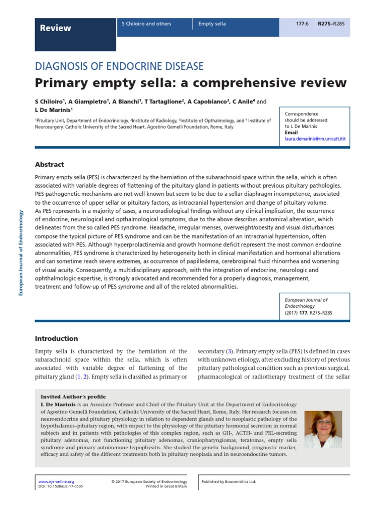 Primary Empty Sella A Comprehensive Review 2017 | PDF | Cerebrospinal Fluid | Pituitary Gland