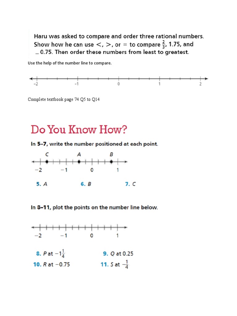 Represent Rational Numbers On A Number Line | PDF