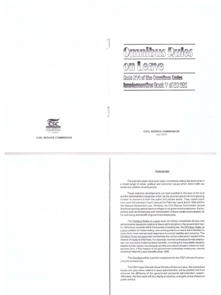 Omnibus Rules On Leave | PDF