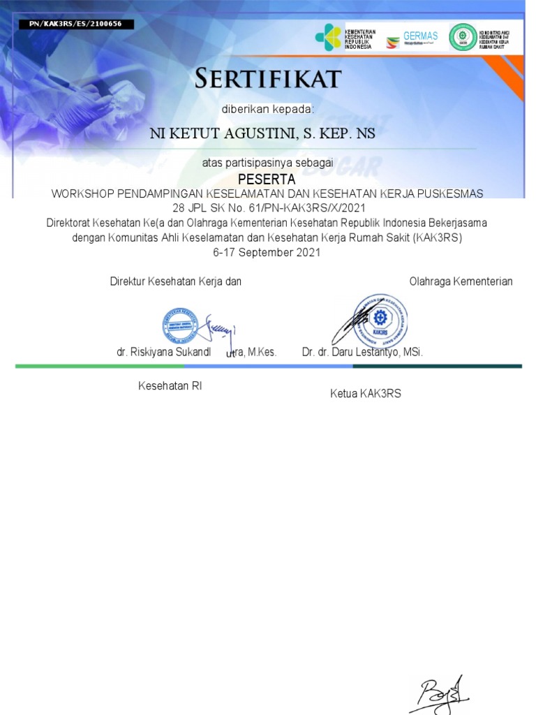 Sertifikat K3 - PKM Sawan I-Dikonversi | PDF