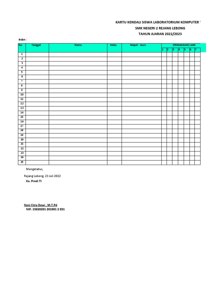 Kartu Kontrol Siswa | PDF Kartu Kontrol Siswa | PDF