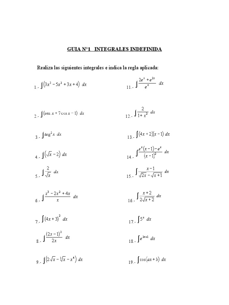 Guía de Integrales | PDF | Integral