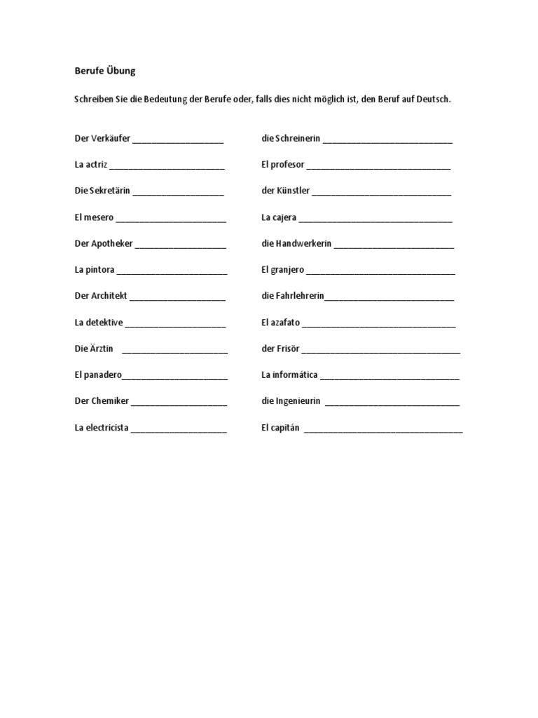 A A1 Personen G-I Berufe Übung | PDF