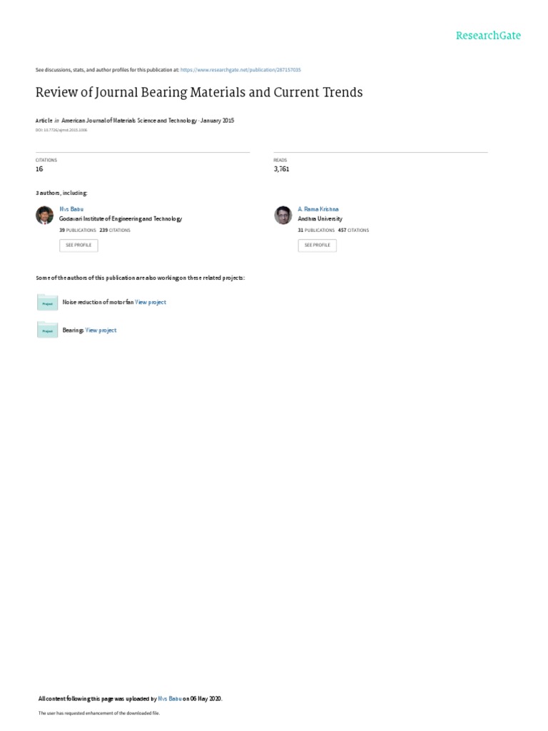 Review of Journal Bearing Materials and Current Trends | PDF | Friction ...