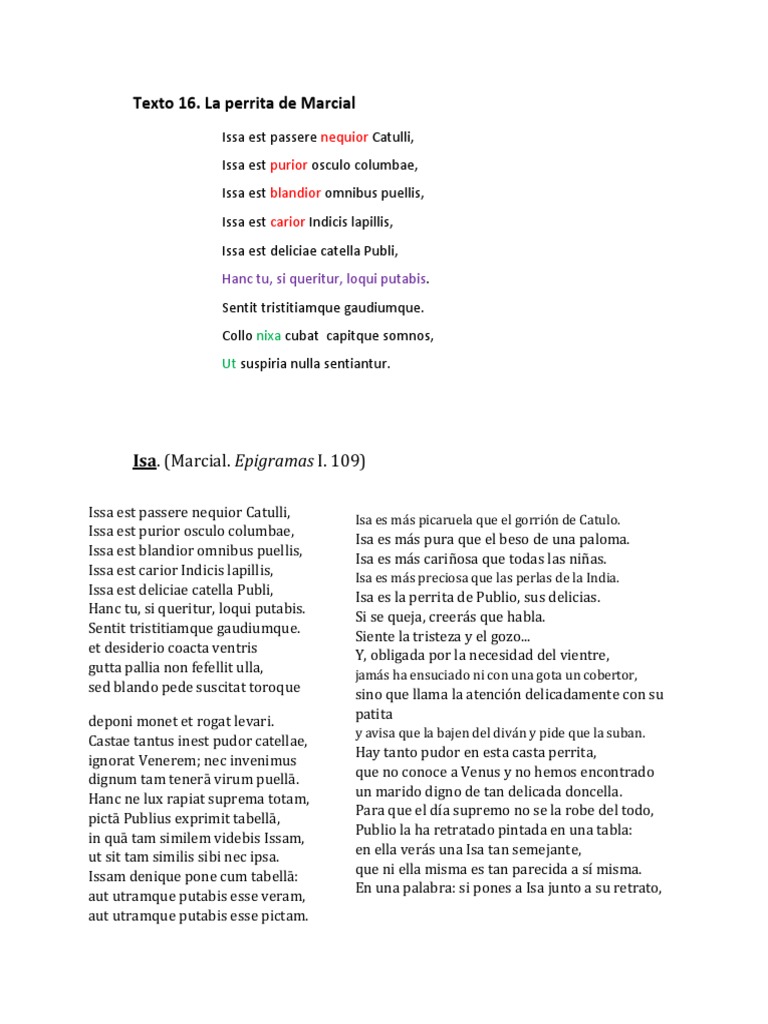 Texto 16. La Perrita de Marcial: Nequior Purior Blandior Carior | PDF