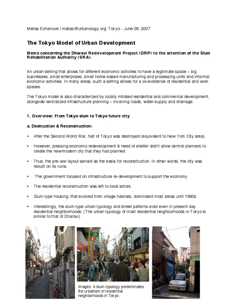 The Tokyo Model of Urban Development Echanove 1.7.07 | PDF | Slum ...