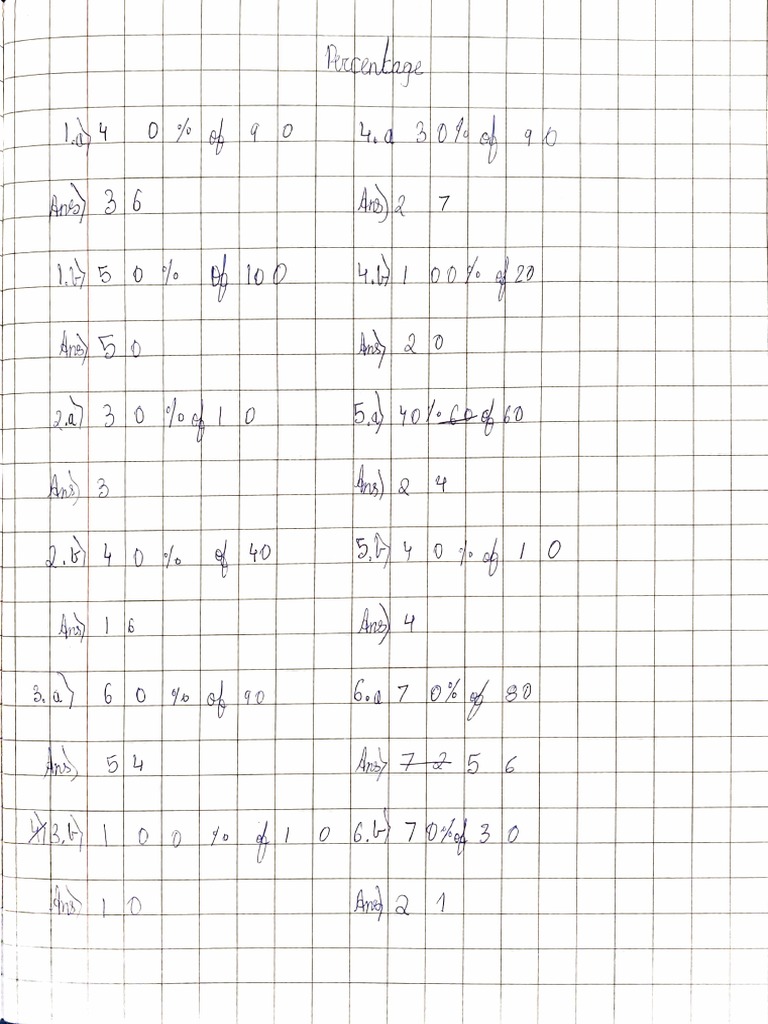 Worksheet On Percentage | PDF