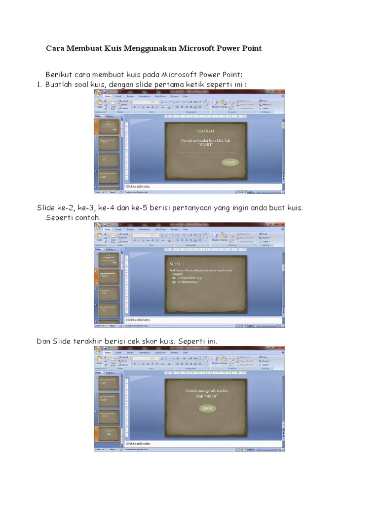 Cara Membuat Kuis Menggunakan Microsoft Power Point | PDF