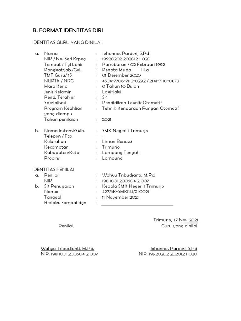 B. Format Identitas Diri | PDF