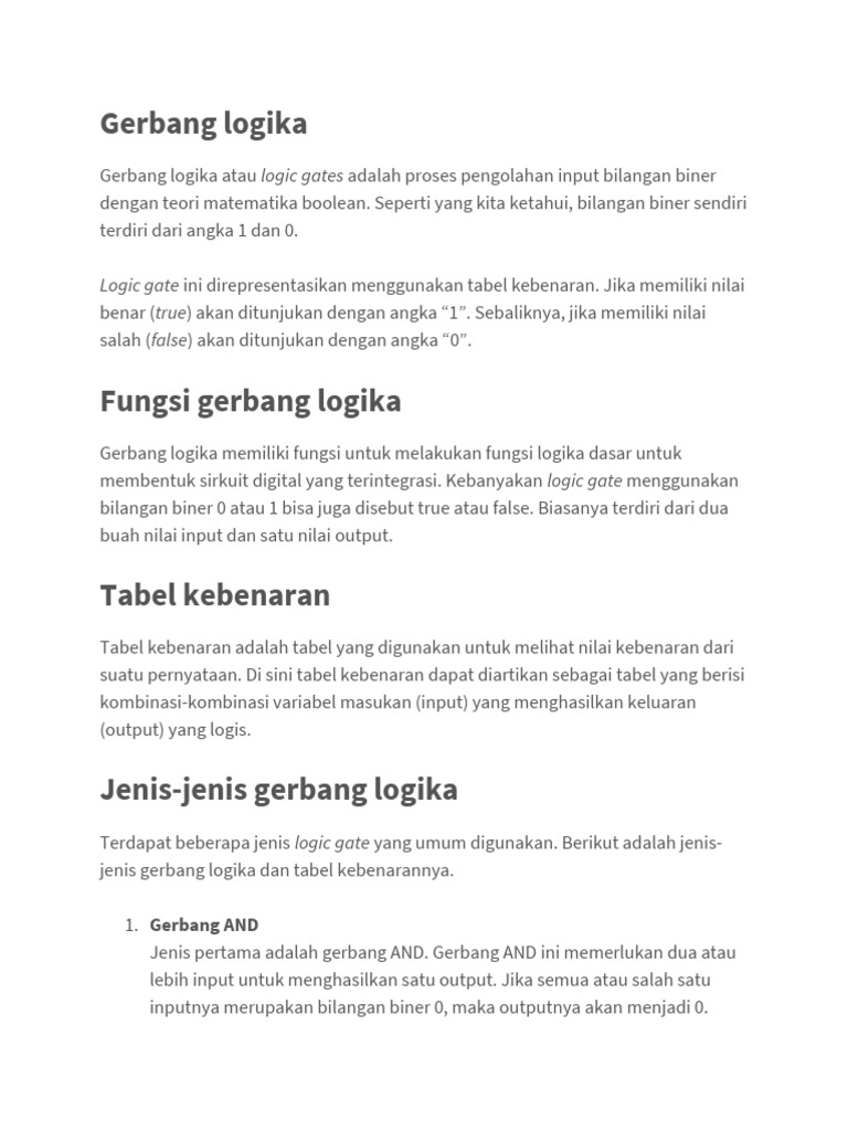 Materi Gerbang Logika | PDF