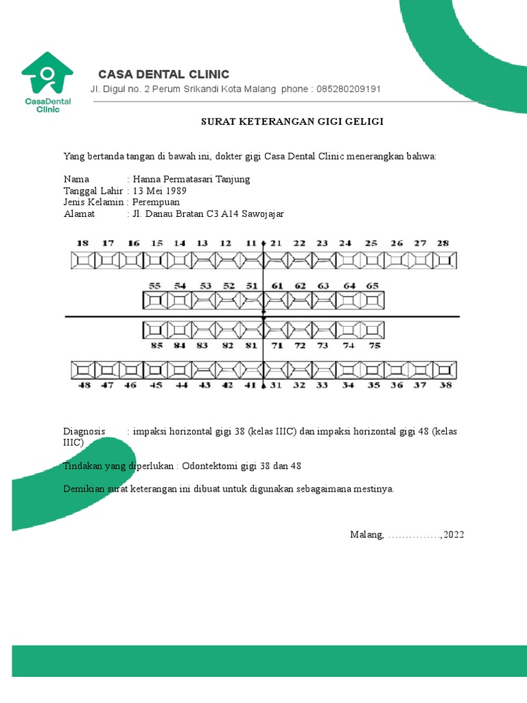 Surat Keterangan Gigi Geligi | PDF