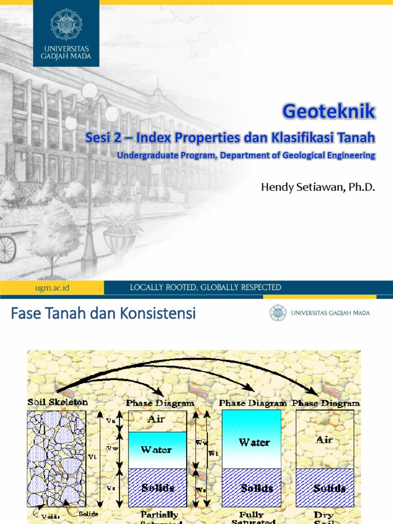DTGL S1 Geoteknik Session 2 Sifat Indeks, Klasifikasi Tanah | PDF | Density | Physical Sciences