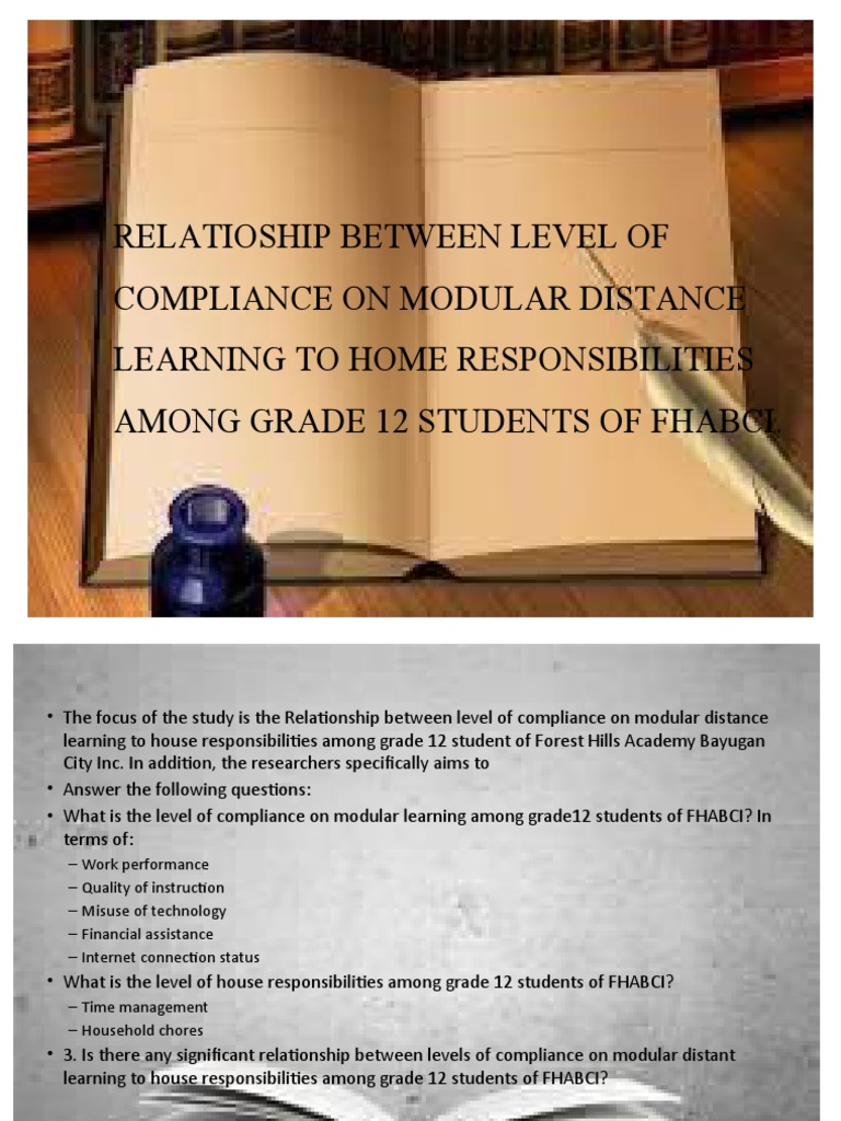 Relatioship Between Level of Compliance On Modular Distance Learning To ...